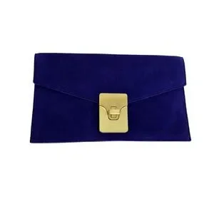 Talbots | Bags | Talbots Suede Envelope Clutch Bag Gold Tone Clasp ...